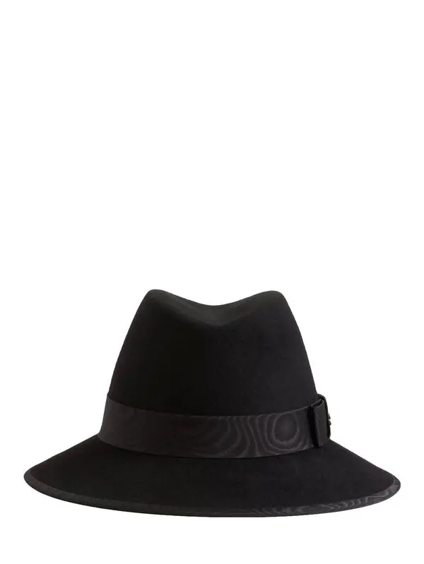 Valentino Garavani Vlogo Signature Felt Hat With Moiré Ribbon - Black