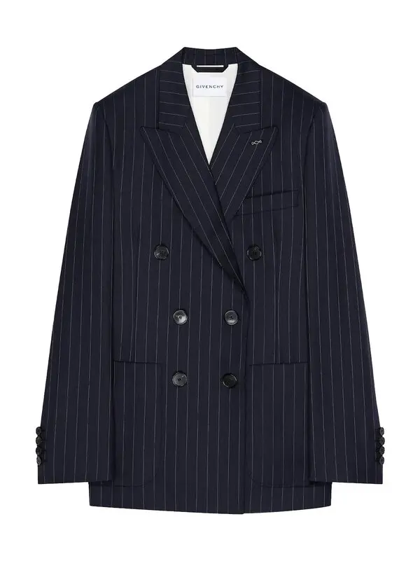 Givenchy Double Breasted Pinstripe Jacket - Blue