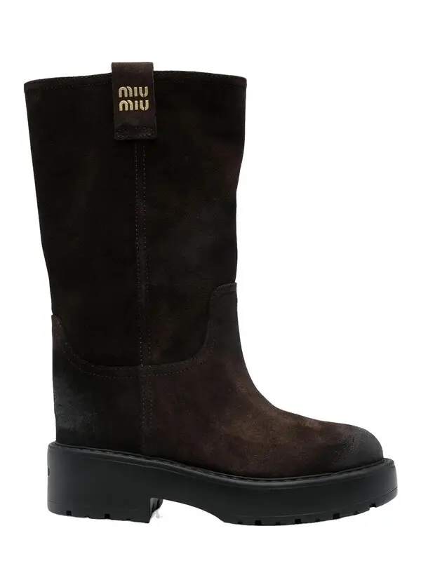Miu Miu Suede Boots - Brown