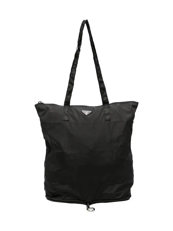 Prada Nylon Tote Bag With Saffiano Leather Case - Black