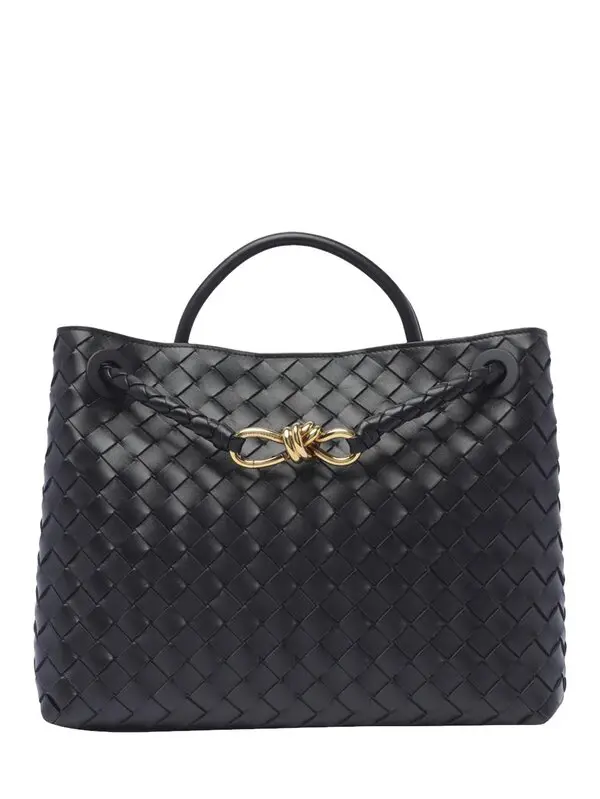 Bottega Veneta Woven Lambskin Handbag - Black