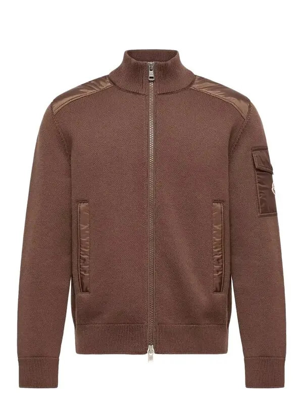Moncler Padded Wool Zip-up Cardigan - Brown