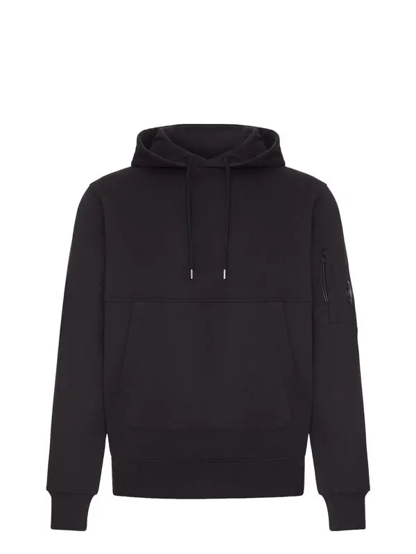C.P. COMPANY Diagonal Raised Fleece Hooded Lens Sweatshirt - Black