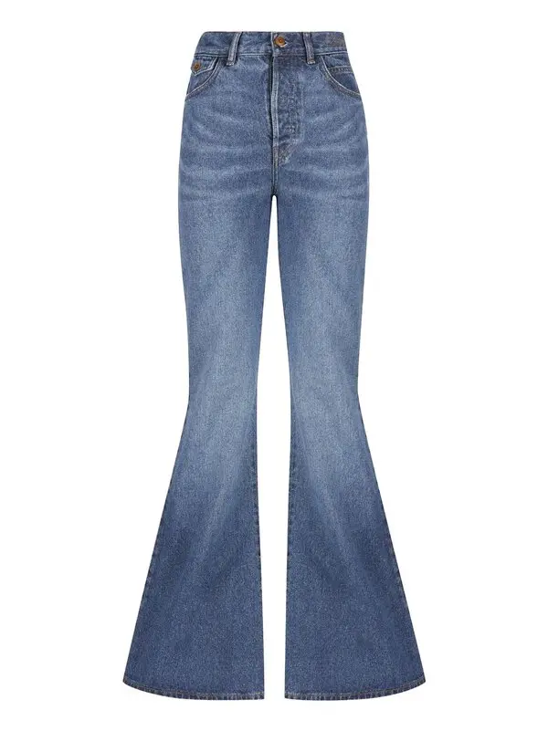 Chloé Cotton Denim Flared Jeans - Blue