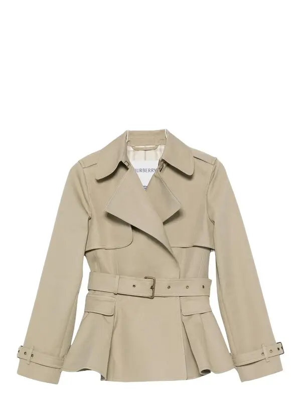 Burberry Cotton Trench-style Coat With Viscose Sleeve Lining - Beige