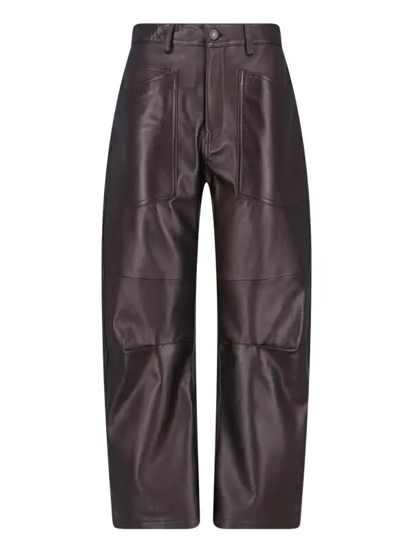 NILI LOTAN 100% Lamb Leather Trousers - Brown