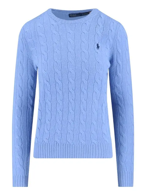Polo Ralph Lauren Cashmere Wool Cable Knit Sweater - Light Blue