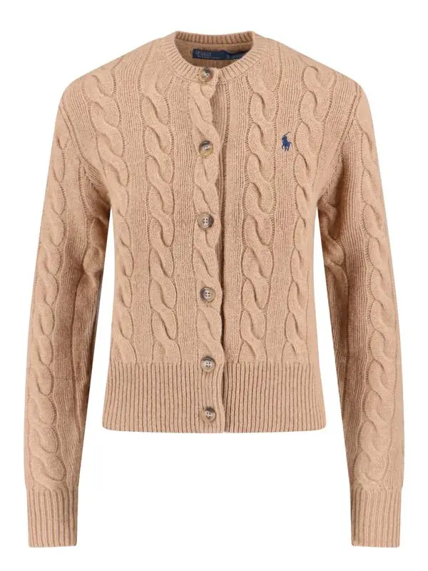 Polo Ralph Lauren Cable Knit Wool-cashmere Cardigan - Beige