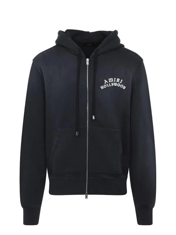 Amiri Hollywood Embellished Zip-up Hoodie - Black