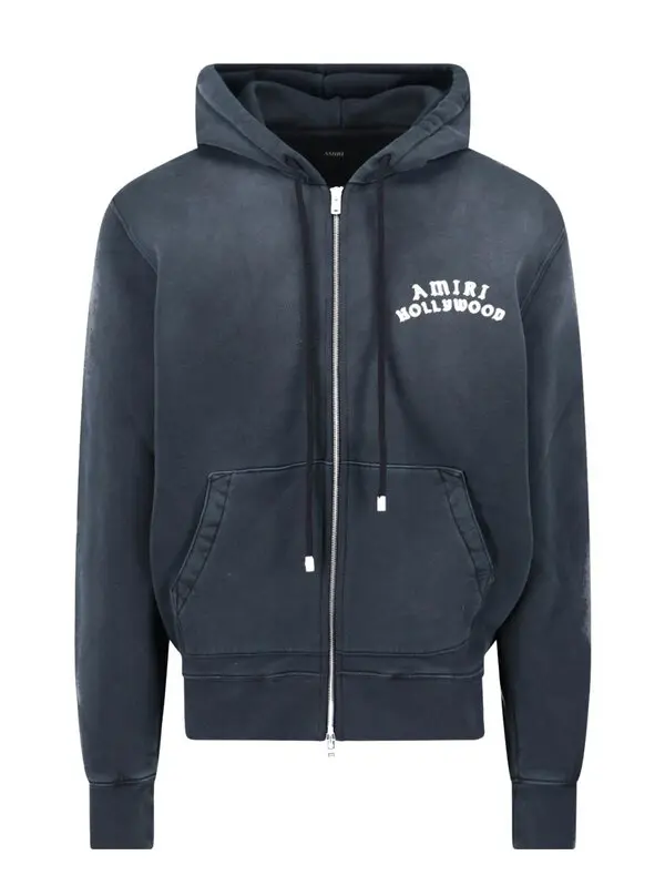 Amiri Hollywood Embellished Zip-up Hoodie - Black