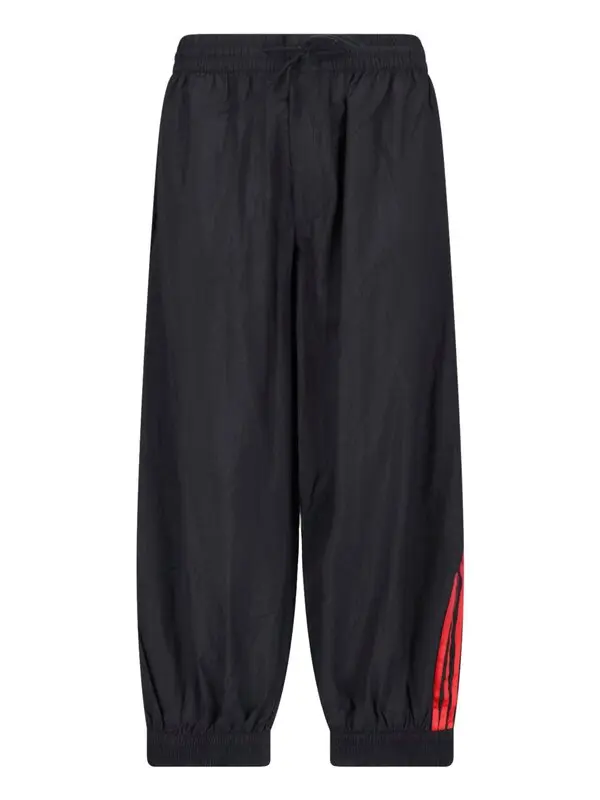 Y3 Minimal Polyamide Trousers With Signature Stripes - Black