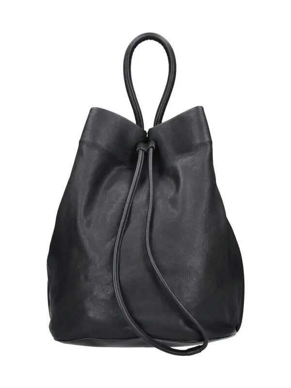 UMA WANG Leather Drawstring Mini Bag - Black