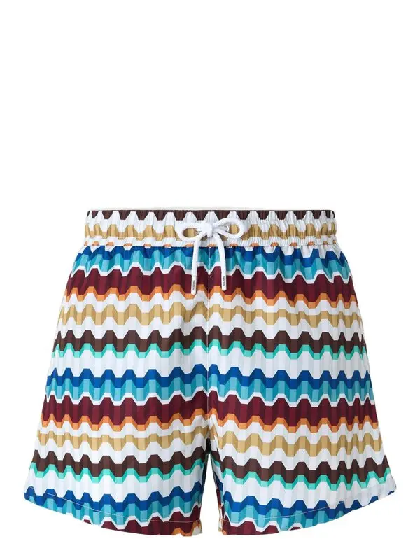 Missoni Printed Swim Shorts With Greek Key Motif - Multicoloured