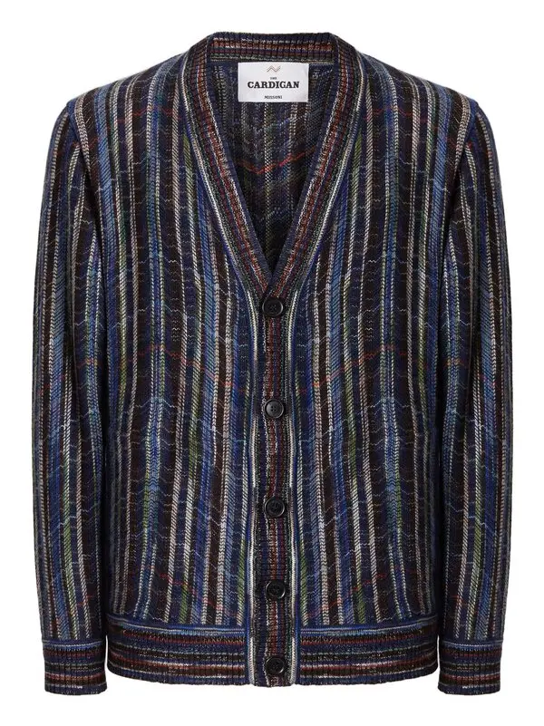 Missoni Wool And Viscose Cardigan With Side Pockets - Blue,multicoloured