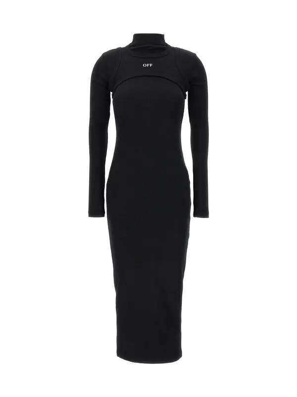 Off-White Off Stamp Rib Dress - Black
