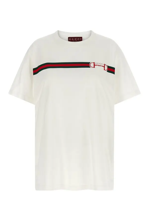 Gucci Nastro Web Print Cotton T-shirt - White