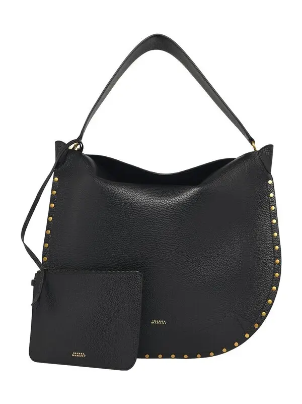 Isabel Marant Étoile Oskan Soft Leather Hobo Bag With Stud Embellishments - Black