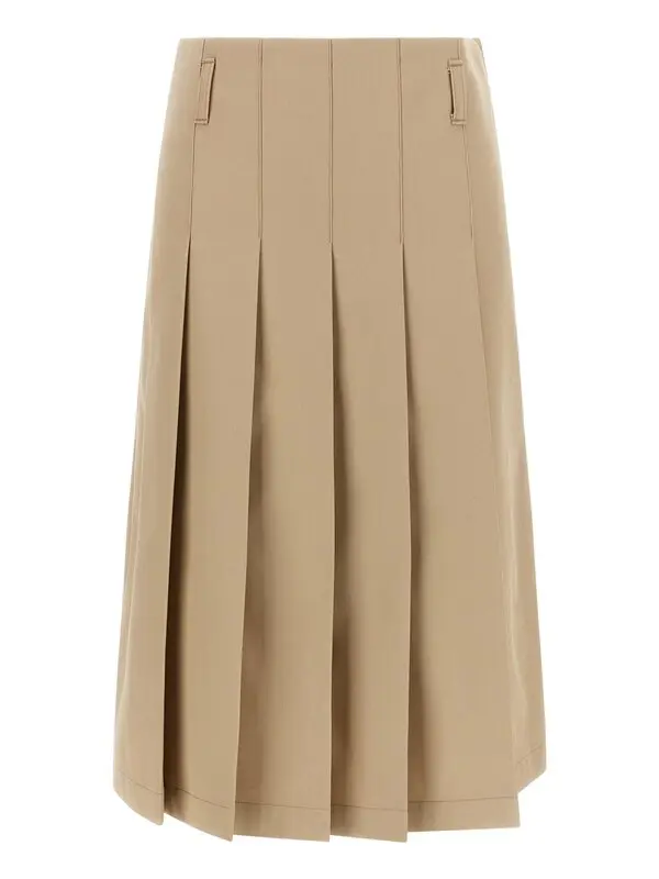 A.p.c. Pleated Midi Skirt In Organic Cotton - Cream