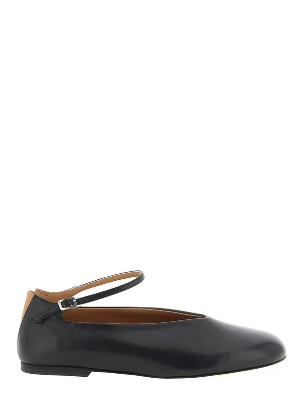 JIL SANDER Calfskin Elyss Ballet Flats - Black