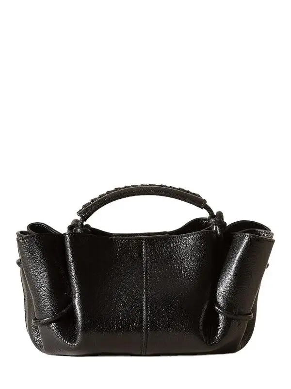 Hereu Lambskin Satchel With Braided Handle - Black