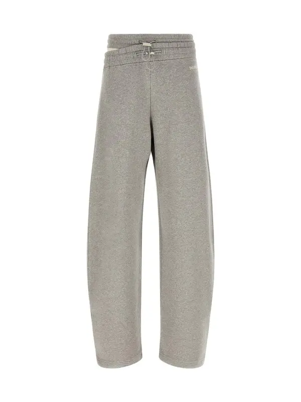 Attico Asymmetrical Double Waist Cotton Trousers - Gray