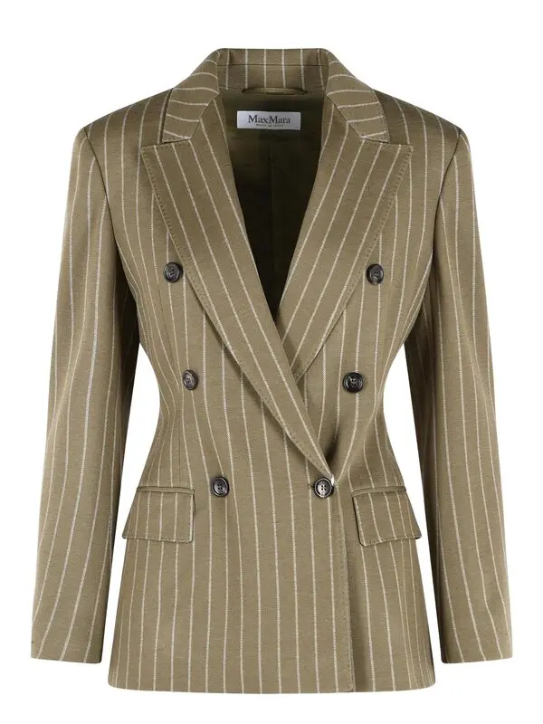 Max Mara Balta Pinstripe Blazer In Viscose And Virgin Wool - Green