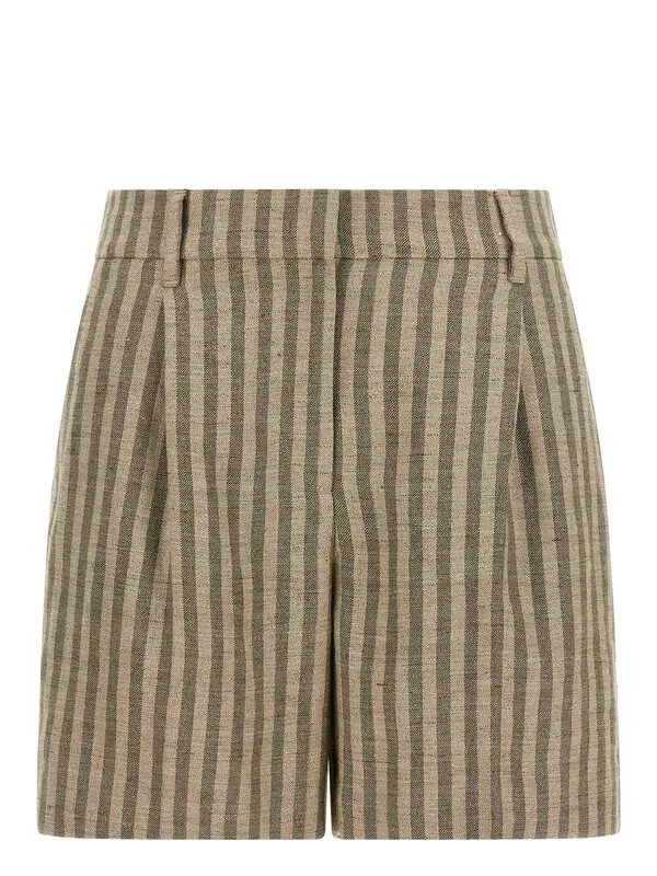 Brunello Cucinelli Striped Linen Blend Bermuda Shorts - Green