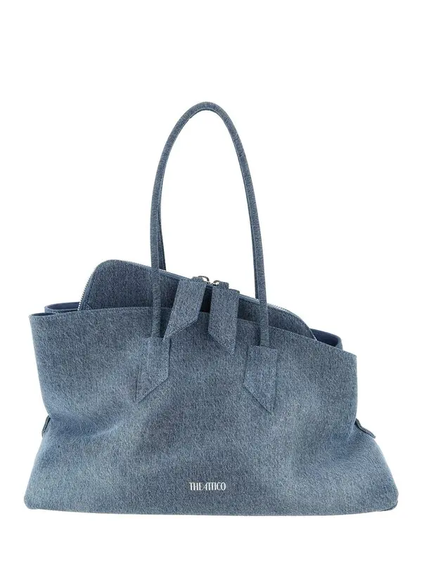 Attico La Passeggiata Medium' Denim Shoulder Bag - Blue