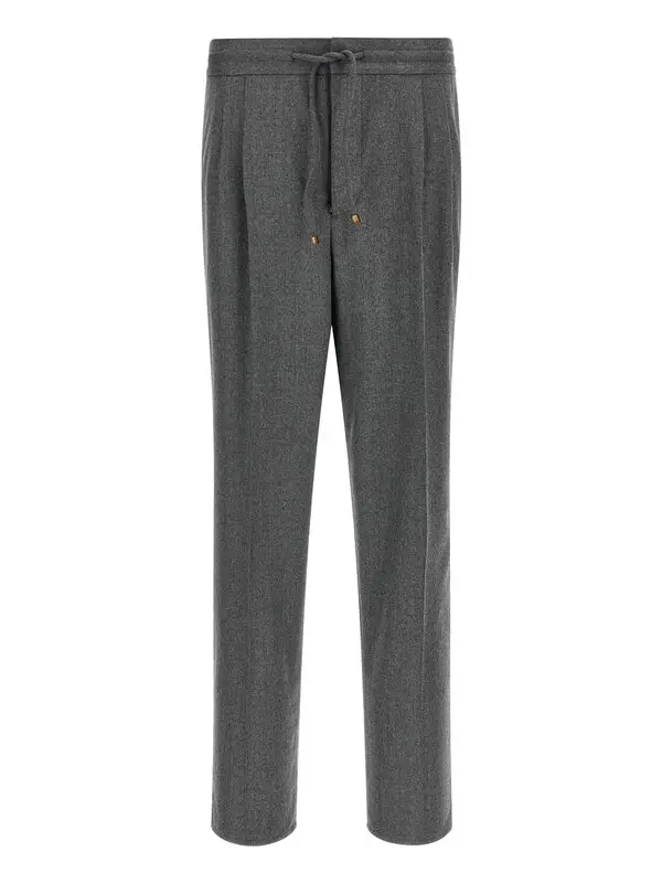 Brunello Cucinelli Virgin Wool Flannel Trousers - Gray