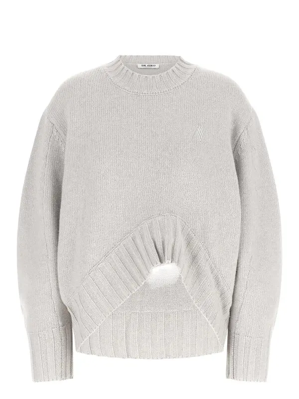 Attico Asymmetrical Hem" Fine Knit Sweater In Virgin Wool And Cashmere Blend - Gray