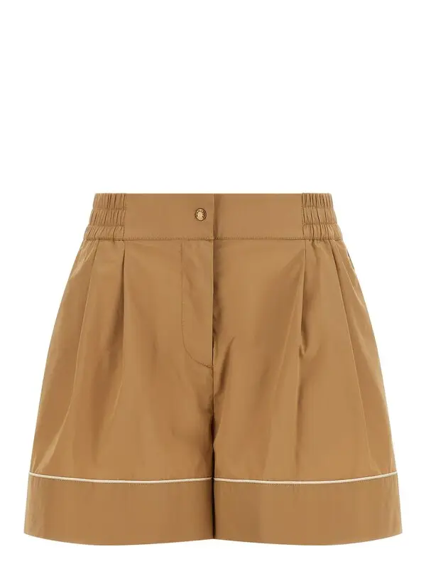 Moncler Tailored High-waisted Shorts With Contrast Piping - Cream