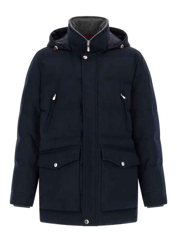 Brunello Cucinelli Wool Flannel Down Parka - Blue