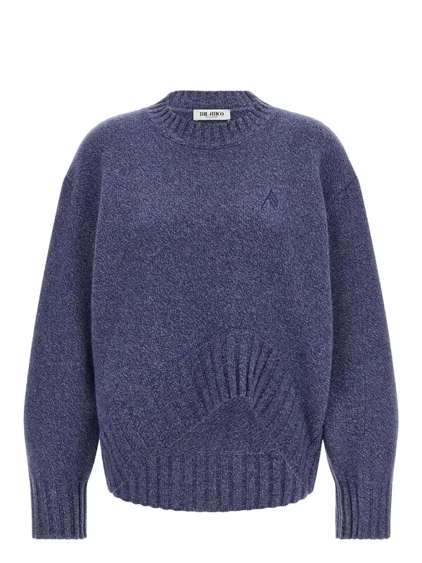 Attico Crew Neck Mélange Sweater - Blue