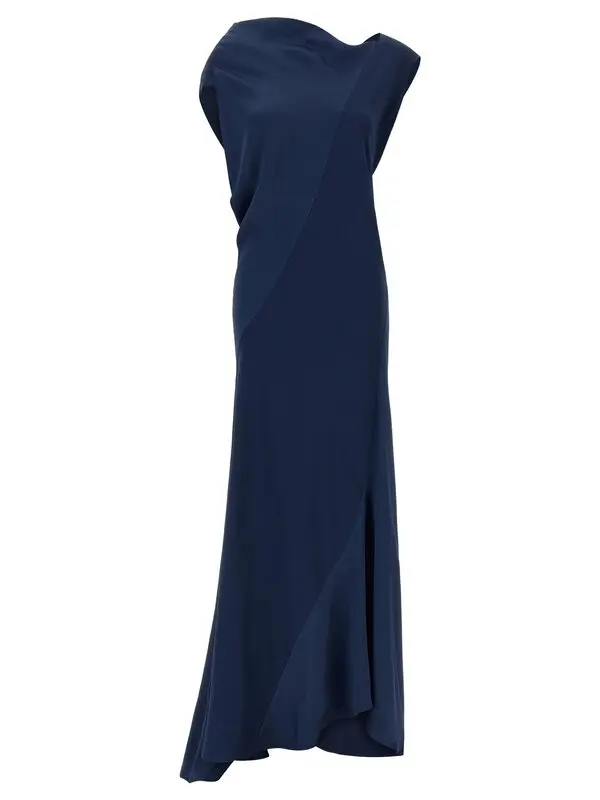 Alberta Ferretti Draped Asymmetrical Dress - Blue