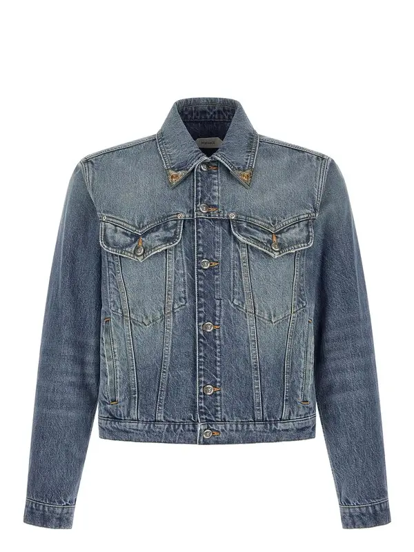 Versace Medusa Embellished Denim Jacket - Blue