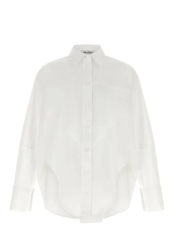 Attico Oversized Cotton Shirt With Curved Hem - White