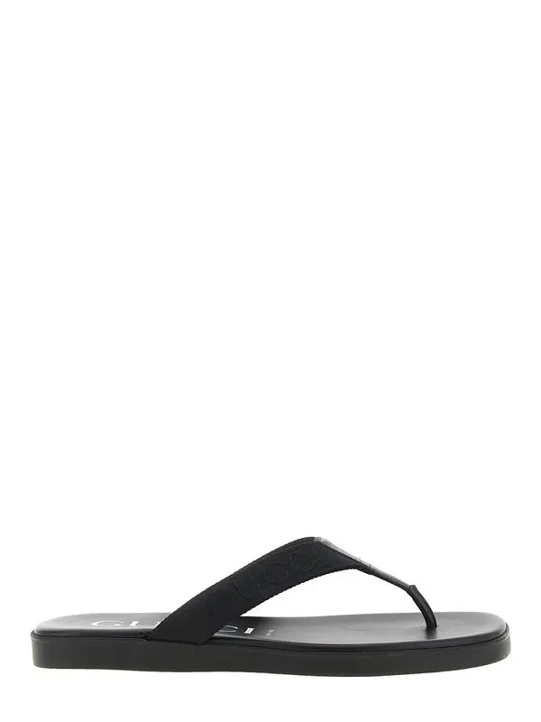 Gucci Jacquard Thong Sandals - Black