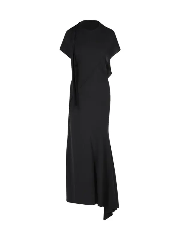 Attico Virgin Wool Midi Dress - Black