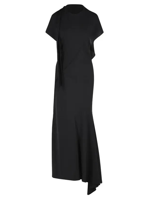 Attico Virgin Wool Midi Dress - Black