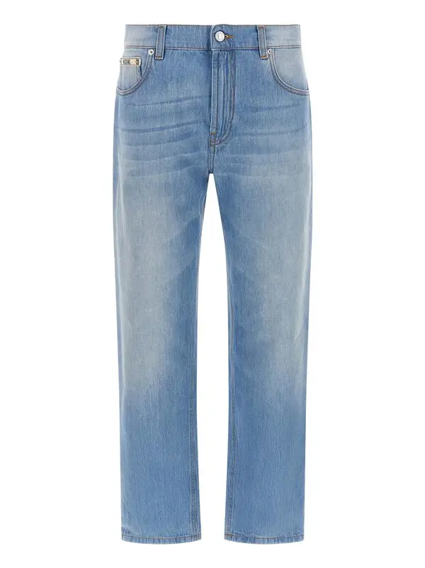 Moschino Straight Leg Jeans With Logo Detail - Blue