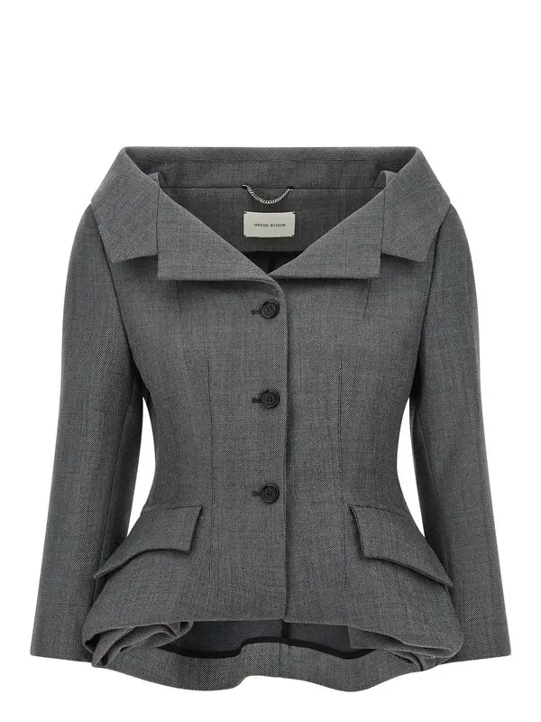 Magda Butrym 02' Sculptural Wool Blazer - Gray