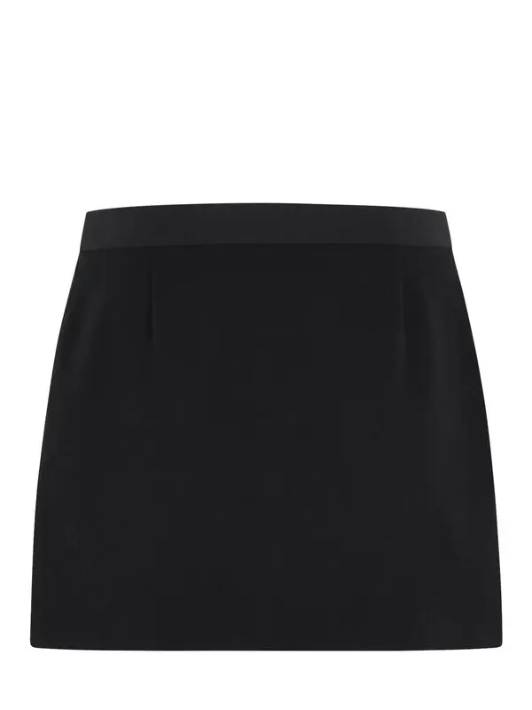 COURREGES Wool Blend Miniskirt With Embroidered Logo - Black