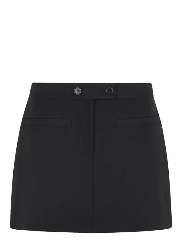 COURREGES Wool Blend Miniskirt With Embroidered Logo - Black