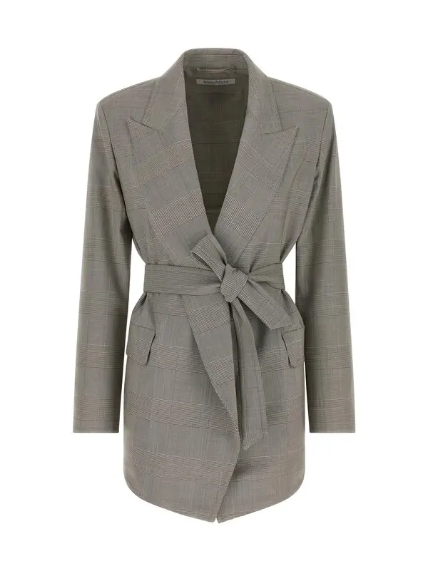 Max Mara Mxmnasello' Prince Of Wales Wool Blazer - Gray