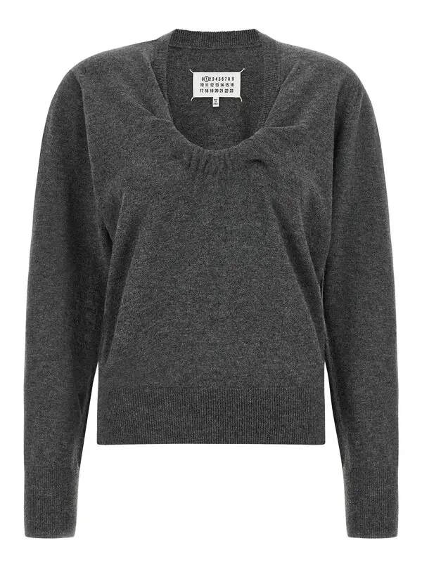 MAISON MARGIELA Twist Detail Virgin Wool Sweater - Gray