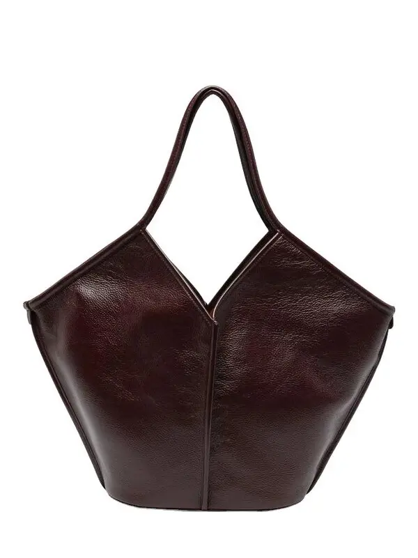 Hereu Burgundy Leather Tote Bag - Red