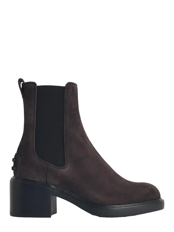 TOD'S Suede Ankle Boots With Embossed Logo And Rubber Pads - Brown