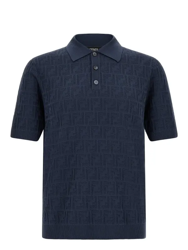 Fendi Ff Cotton Polo Shirt - Blue