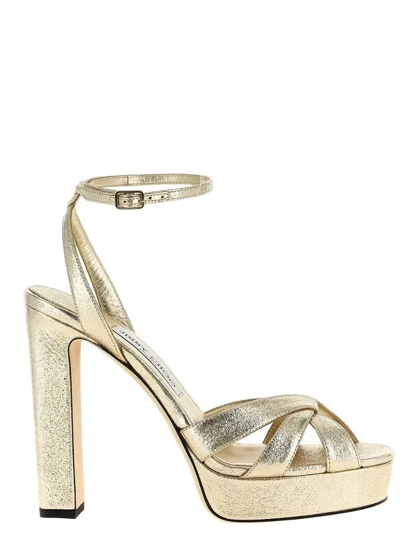 JIMMY CHOO Kove Metallic Platform Sandals - Gold