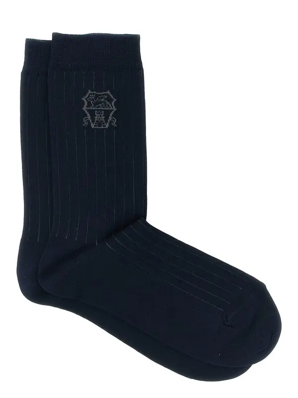 Brunello Cucinelli Socks Coat Of Arms Of Solomeo - Blue